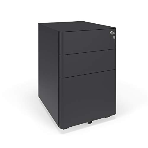 HON Basyx Commercial-Grade Modern Mobile Steel Pedestal, Filing Cabinet, Standard, Charcoal