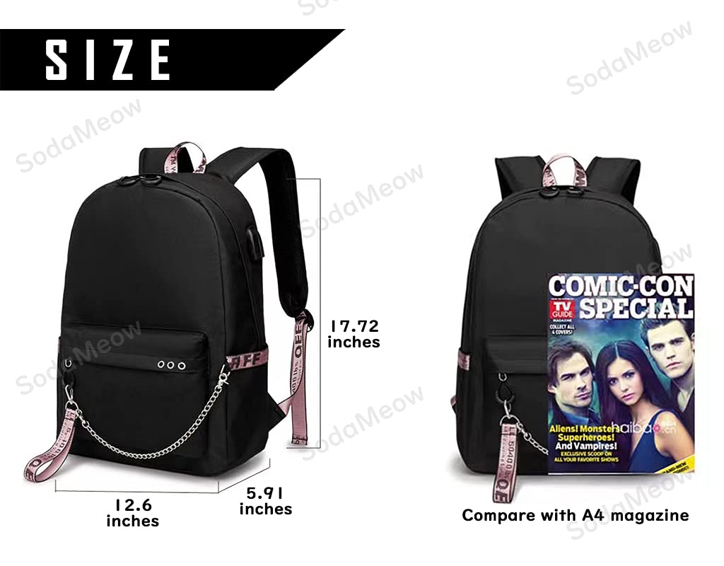 Genshin Impact Backpack Xiao Klee Rucksack Hu Tao Venti Bag with USB Charging Port, Free Keychain (G)