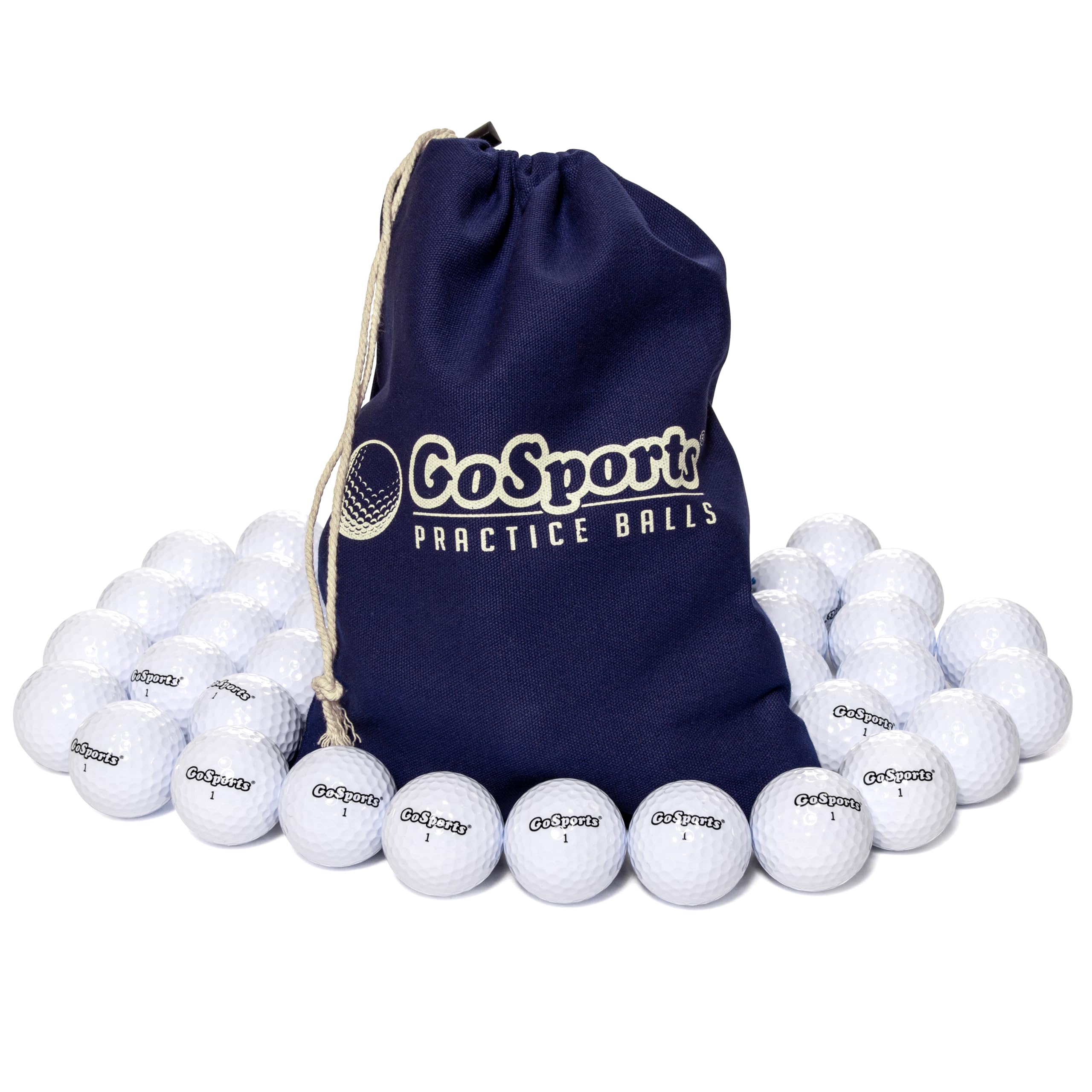 GoSports All Purpose Golf Balls for Play or Practice - 32 Pack with Tote Bag