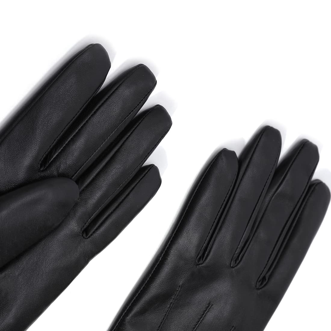 Harssidanzar Womans Leather Gloves,Winter Warm Fleece Lining Touchscreen Texting Warm Driving Lambskin Leather Gloves GL018,Black, Size M