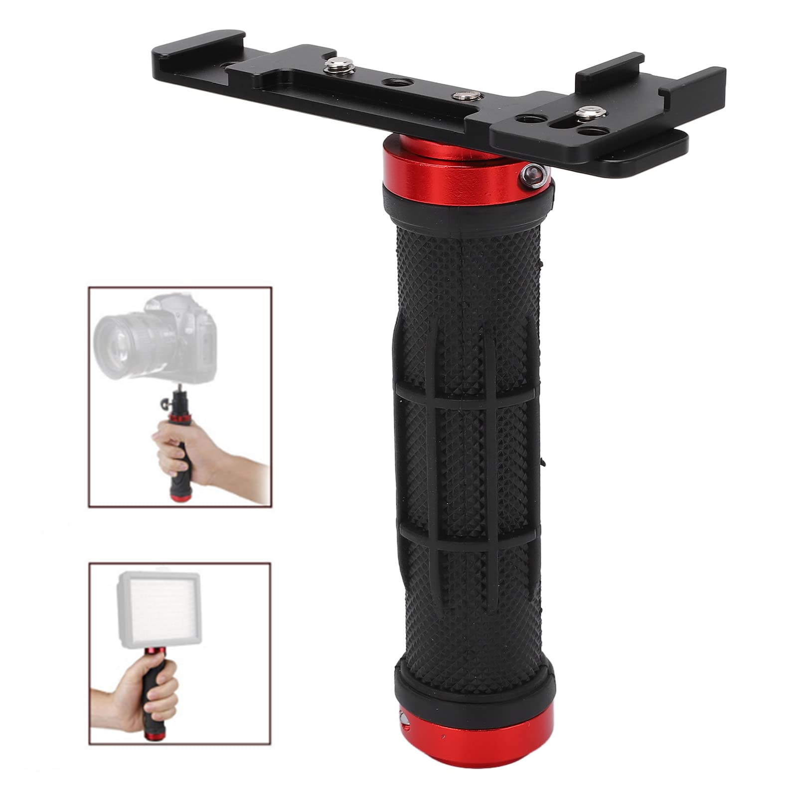 Handheld Holder Stand, Multi Purpose 1/4 Inch Handle Grip Stabilizer Universal Mini Anti Slip Alloy for Smartphone for LED Video Light for Action Camera