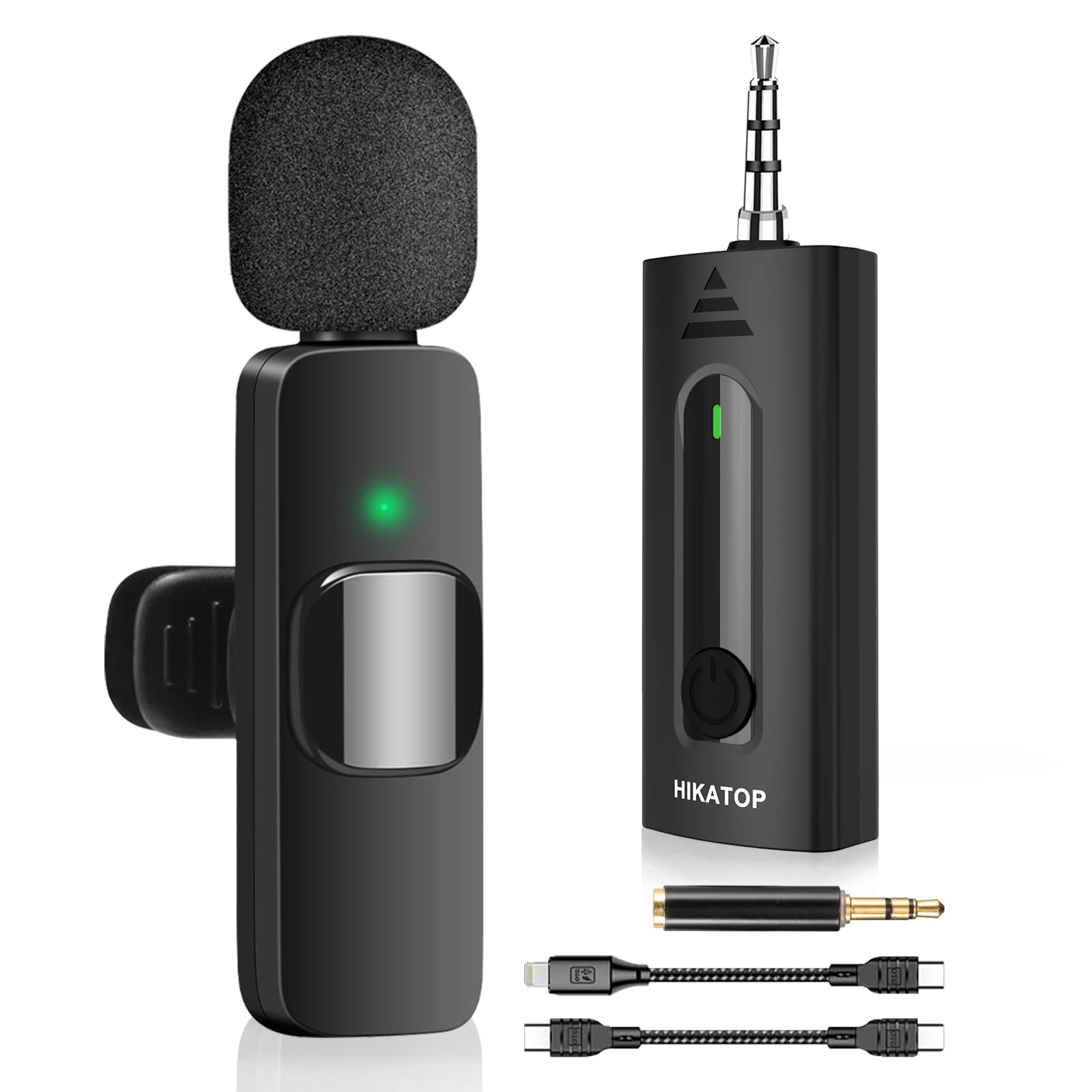 HIKATOP Wireless Lavalier Microphone for Camera iPhone iPad, Professional Wireless Microphone,Plug-Play Wireless Mic for Recording, DSP Noise Reduction Chip 5H Long Working Time for Video,Vlog