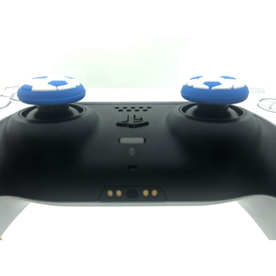 Gebaisi Four Colors Silicone Thumb Stick Caps Grip Gamepad Analog Joystick for Playstation PS5 Controller(8 Pieces Football)
