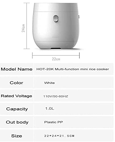 GUANGZHIAN 1.0 L Rice Cooker, Medium Size Cooker for 3-5 People, Multi Food Steamer, 24 Hours Preset, Portable Electric Rice Cooker 4 Cups (Uncooked), White