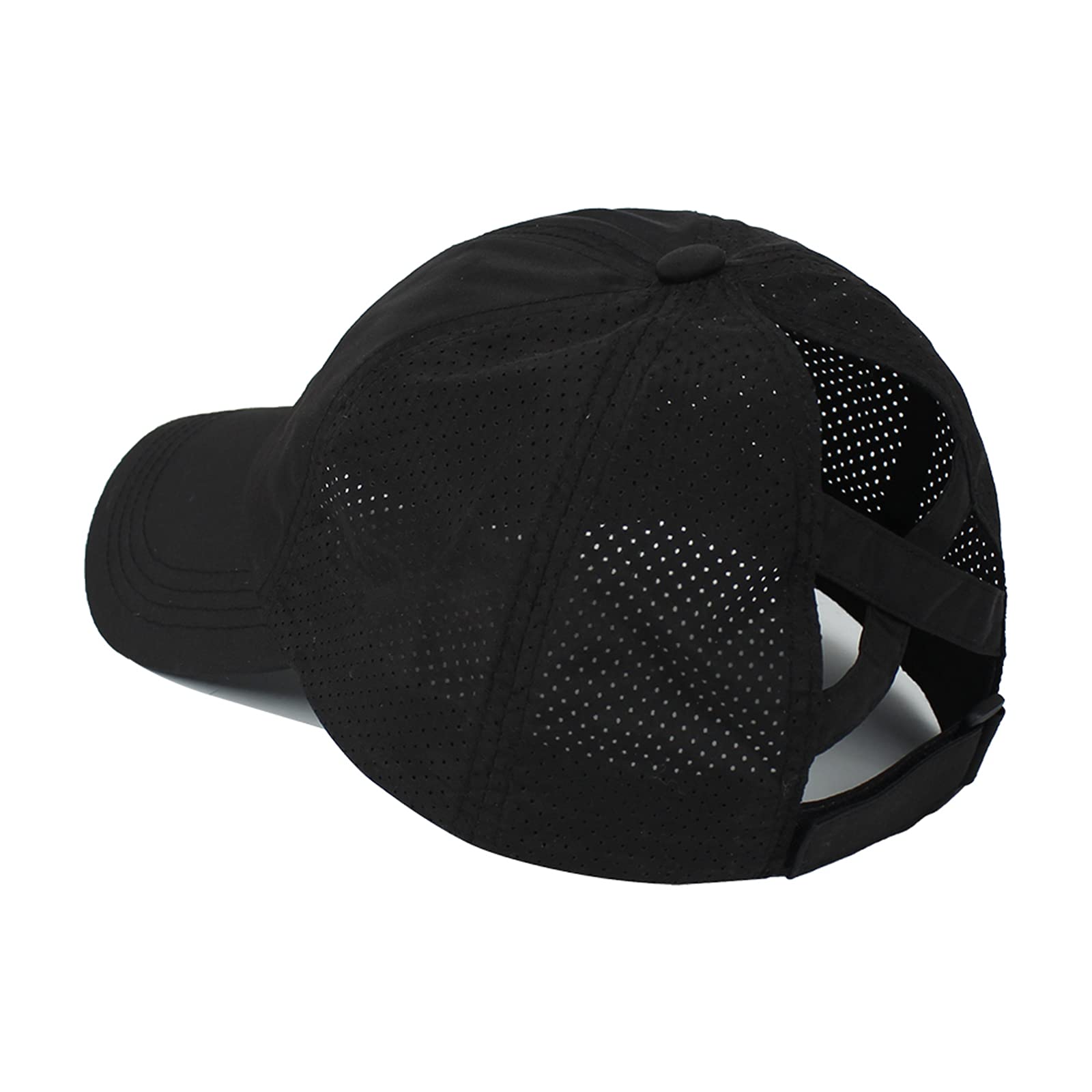 HGGE 2 Pack Womens Criss Cross Ponytail Baseball Cap Adjustable High Messy Bun Ponycap Quick Drying Dad Hat for Outdoor Sports Travel Black & White