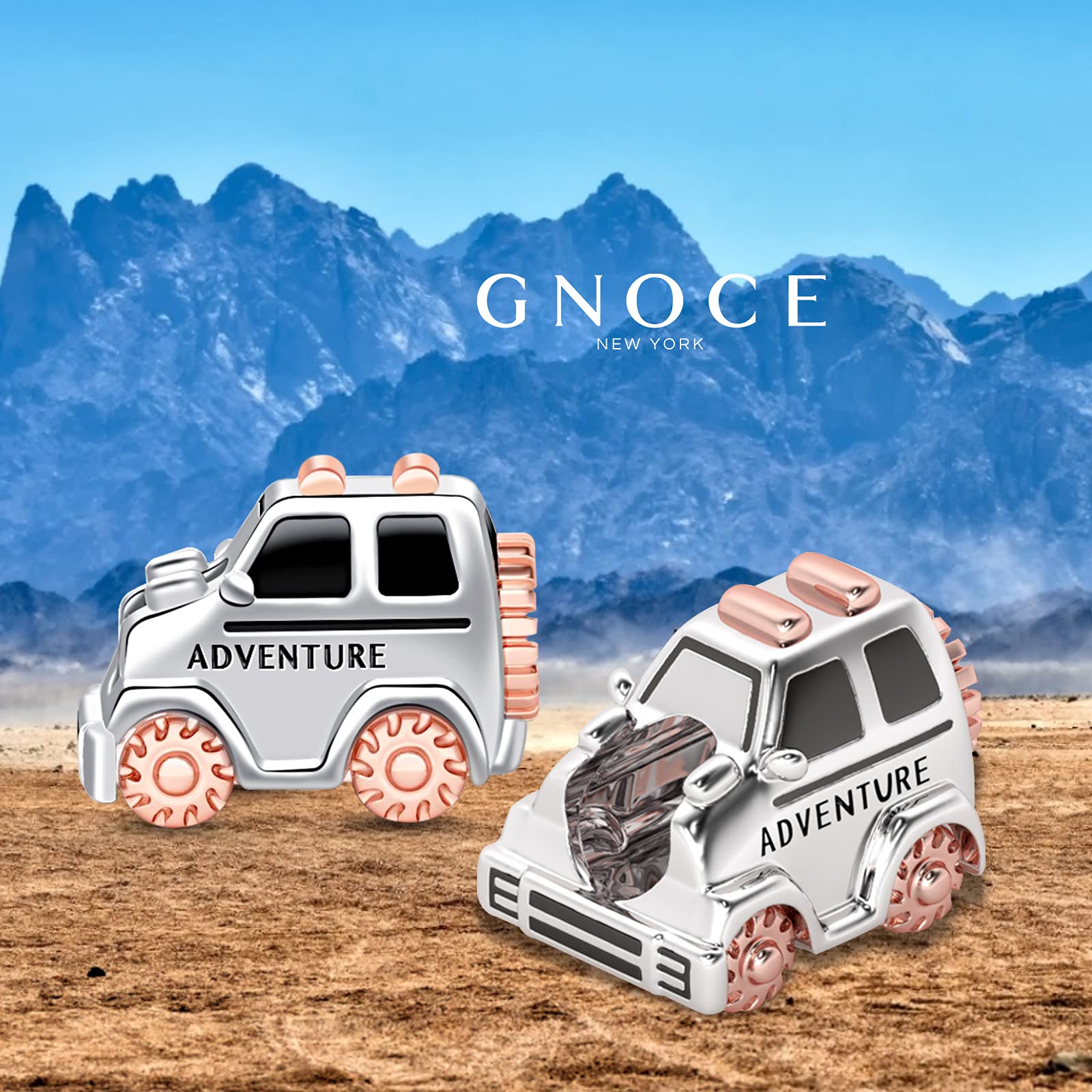 GNOCE SUV Car Charms for Bracelet 925 Sterling Silver Bead ADVENTURE Charms for Women Jewelry Gift