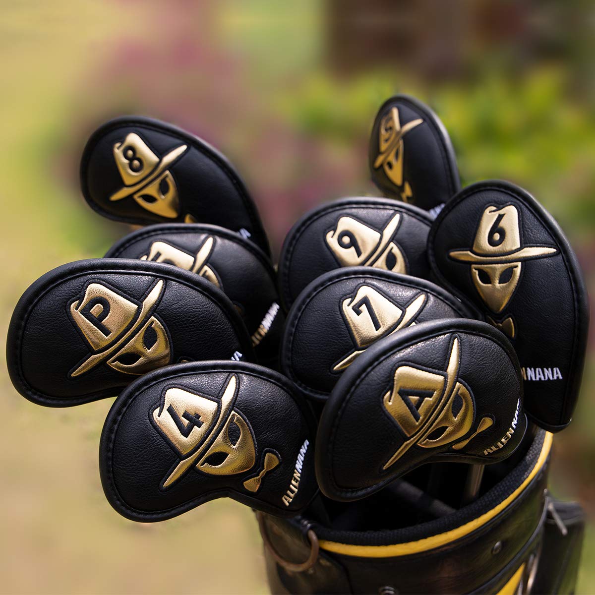 Golf Club Headcover Set Golf Driver Cover Fairway Cover Hybird Covers Iron Headcover Blade Putter Covers, Synthetic Leather Headcover