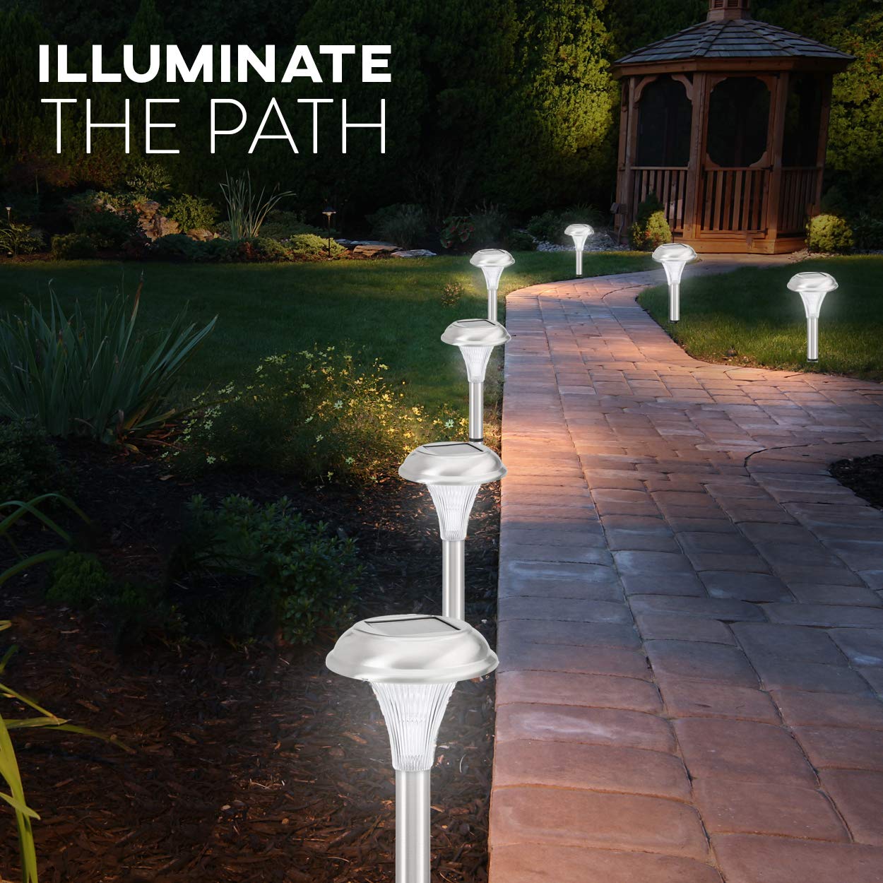 GardenBliss Best Solar Lights for Outdoor Pathway, 10 Brightest Light Set for Walkway, Patio, Path, Lawn, Garden, Yard Decor, Double Waterproof Seal, Large Led Landscape Outside Post Lighting Lamps