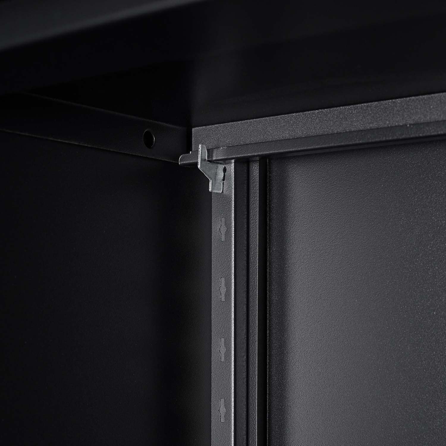 GEDELITE Metal Storage Cabinet with Lock and Doors,Steel Garage Wall Storage Cabinet,Garage Upper Cabinet,Wall Mounted Metal Cabinet for Garage, Black