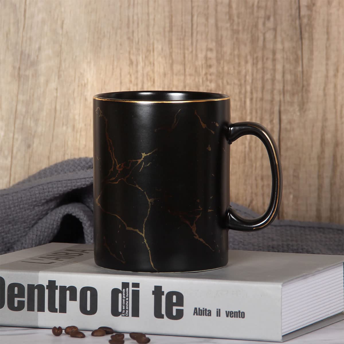 harebe 24 OZ Ceramic Extra Large Black Coffee Mug with Handle,Oversized Hot Tall Latte Mugs,Dishwasher Safe Big Capacity Giant Mug for Men Women