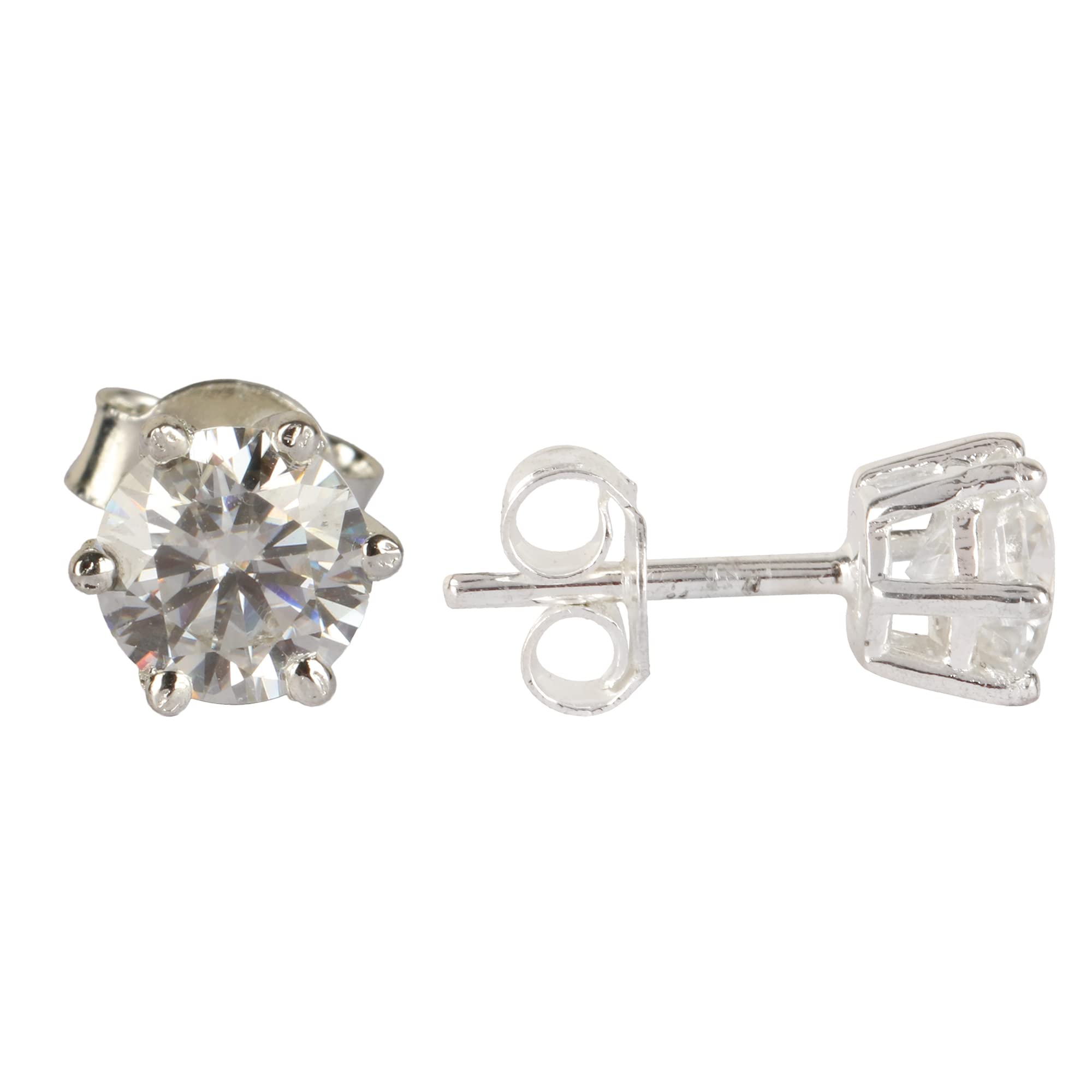 GEMHUB Diamond Stud Earrings, Brilliant Round Cut Diamond Earrings 14k White Gold 1.87 Gram Small Stud Earrings