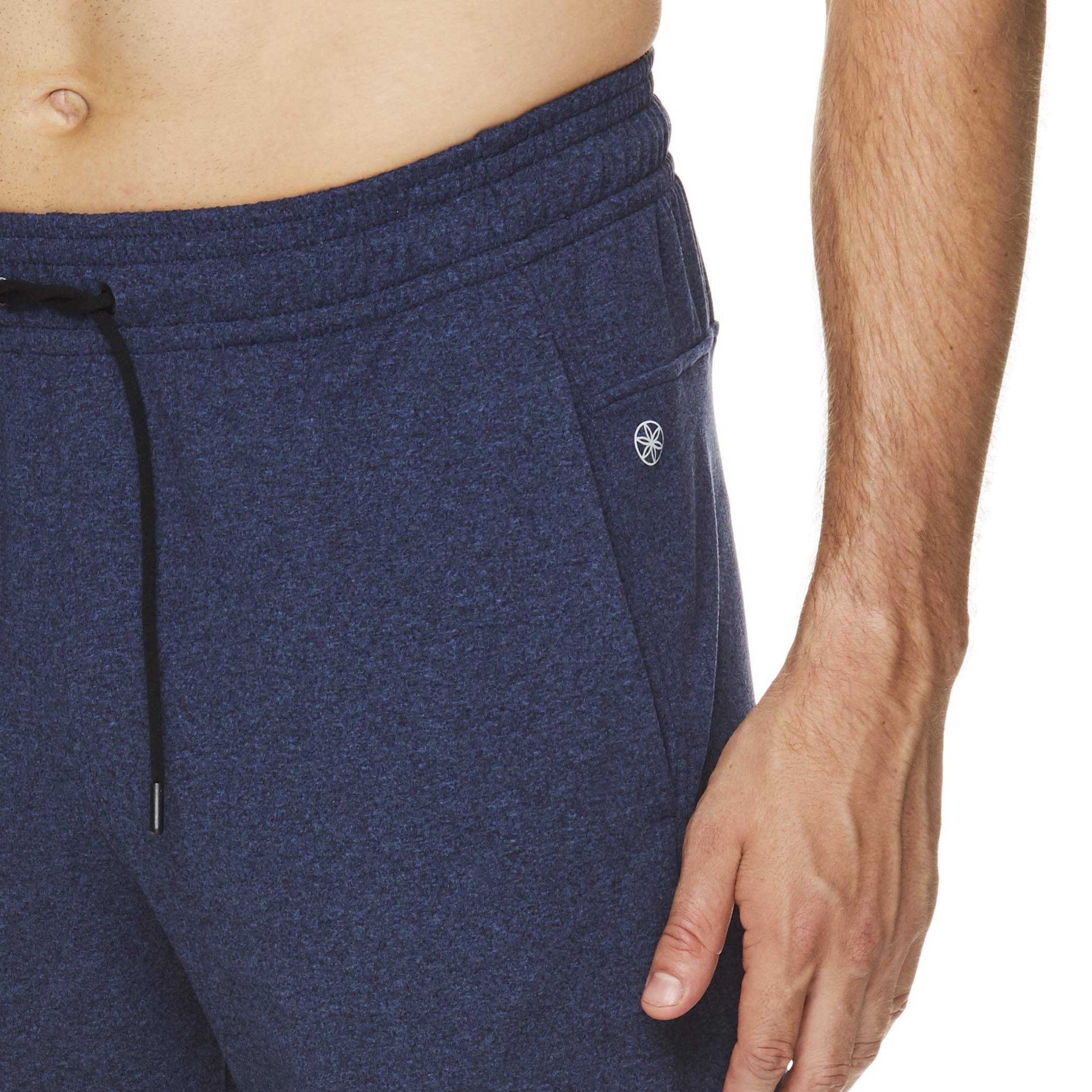Gaiam Men's Restorative Fleece Yoga Pants - Performance Running & Workout Sweatpants - Restorative Navy Heather, Large