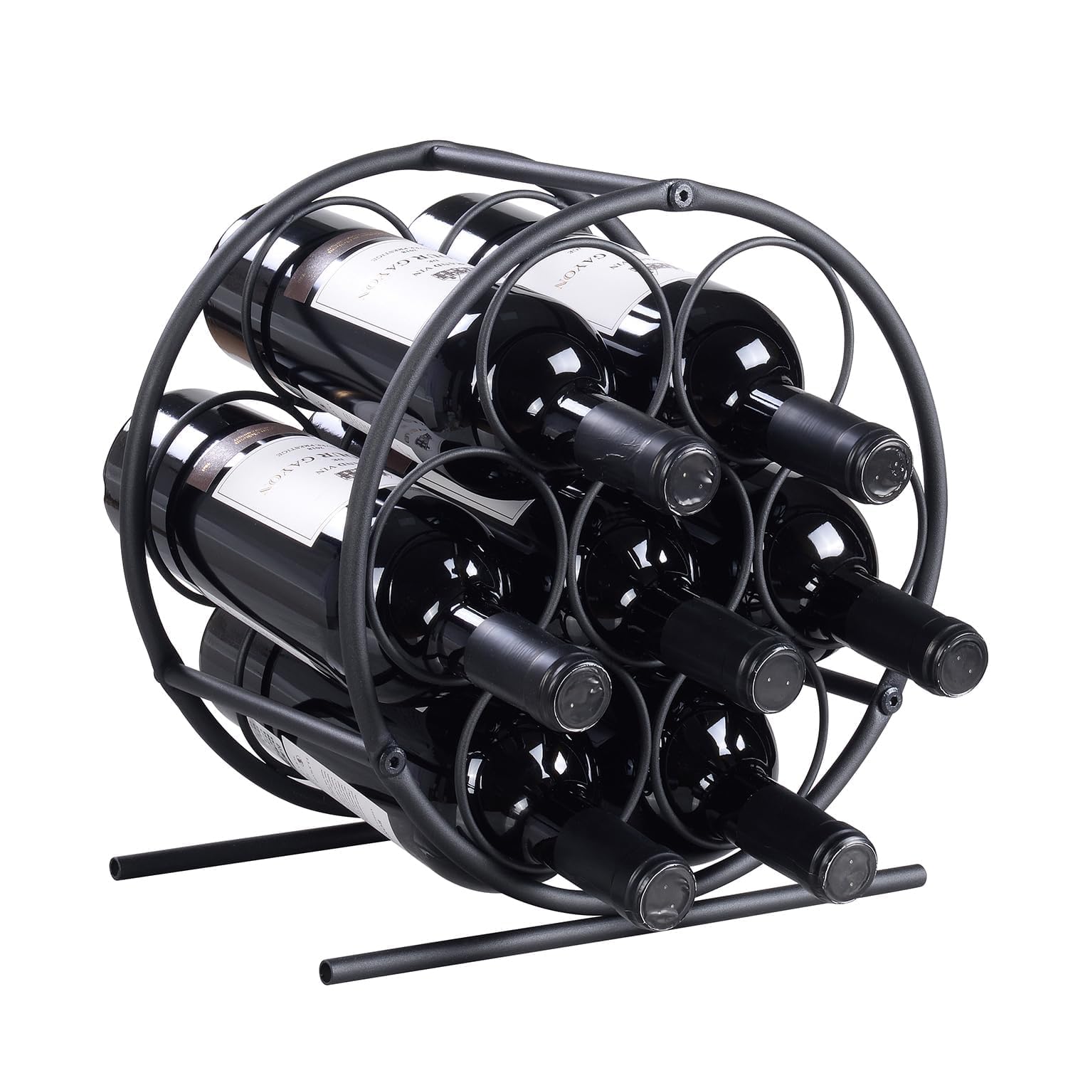GOSSI 3- Tier Home Wine Bar Restaurant Hotel for Wine Lovers Wine Rack Standing Floor Cabinets Wine Bottle Holders Stands - Black 7 Bottle Metal Stand Christmas Decorations(23035)