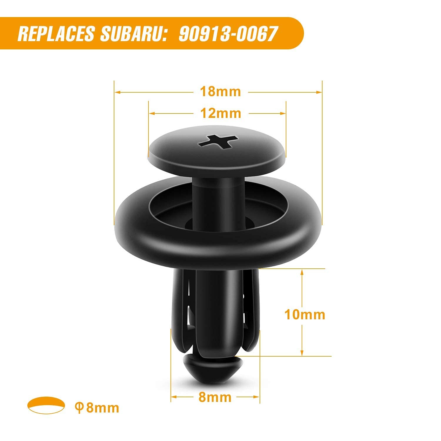 GOOACC 100PCS 7mm 8mm 10mm Compatible with Subaru Push Type Retainer Fasteners Rivets Clips OEM Upgrade for 90914-0007, 90913-0067 & 90914-0051 + Bonus Fastener Remover