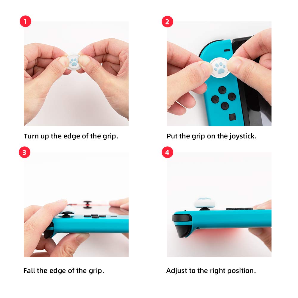 GeekShare 4PCS Silicone Cat Paw JoyCon Thumb Grip Set Joystick Caps Compatible with Switch / OLED / Switch Lite (Star Mist Blue)