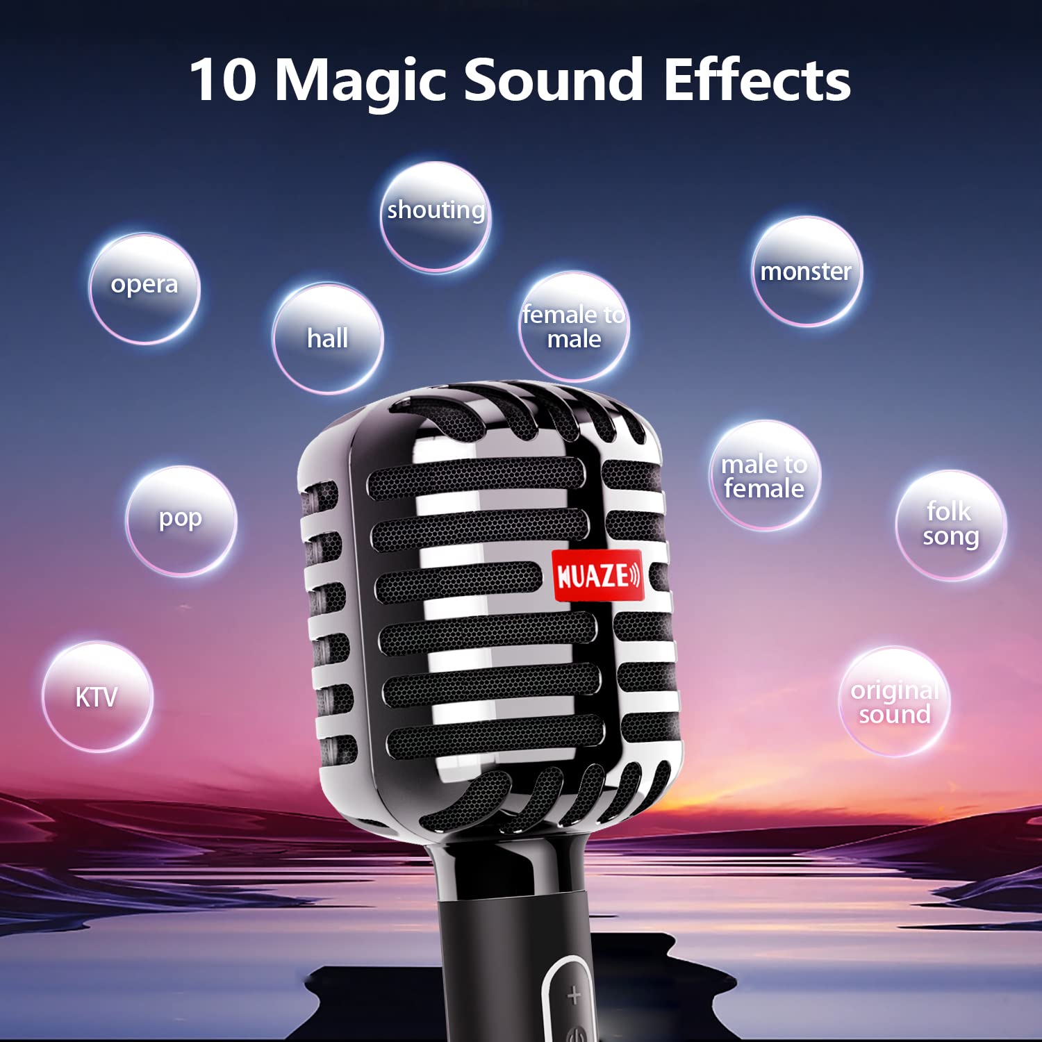 HUAZE Wireless Bluetooth Karaoke Microphone Portable Handheld Karaoke Singing Speaker Microphone Mini Karaoke Machine System for Kids and Adults Connected PC Devices Smart TV/All Smart Phones