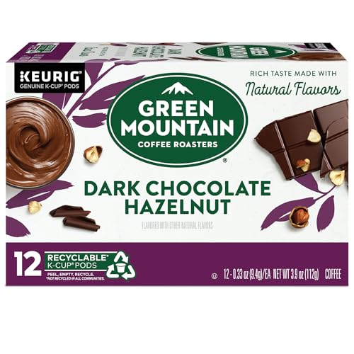 Green Mountain Coffee Roasters Dark Chocolate Hazelnut Coffee, Keurig Single Serve K-Cup Pods, 72 Count (6 Packs of 12)
