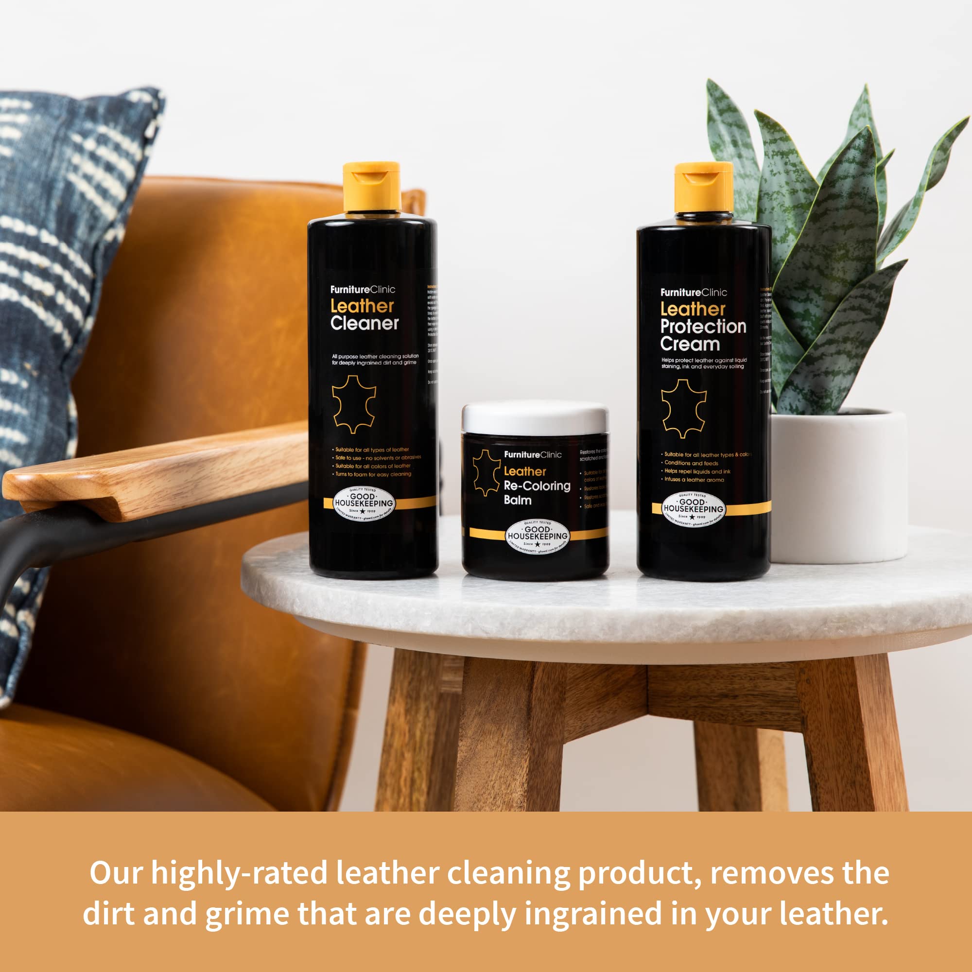 Furniture Clinic Leather Complete Restoration Kit | Includes Leather Recoloring Balm, Leather Cleaner, Protection Cream, Sponge & Cloth | Restores & Repairs (Maroon)