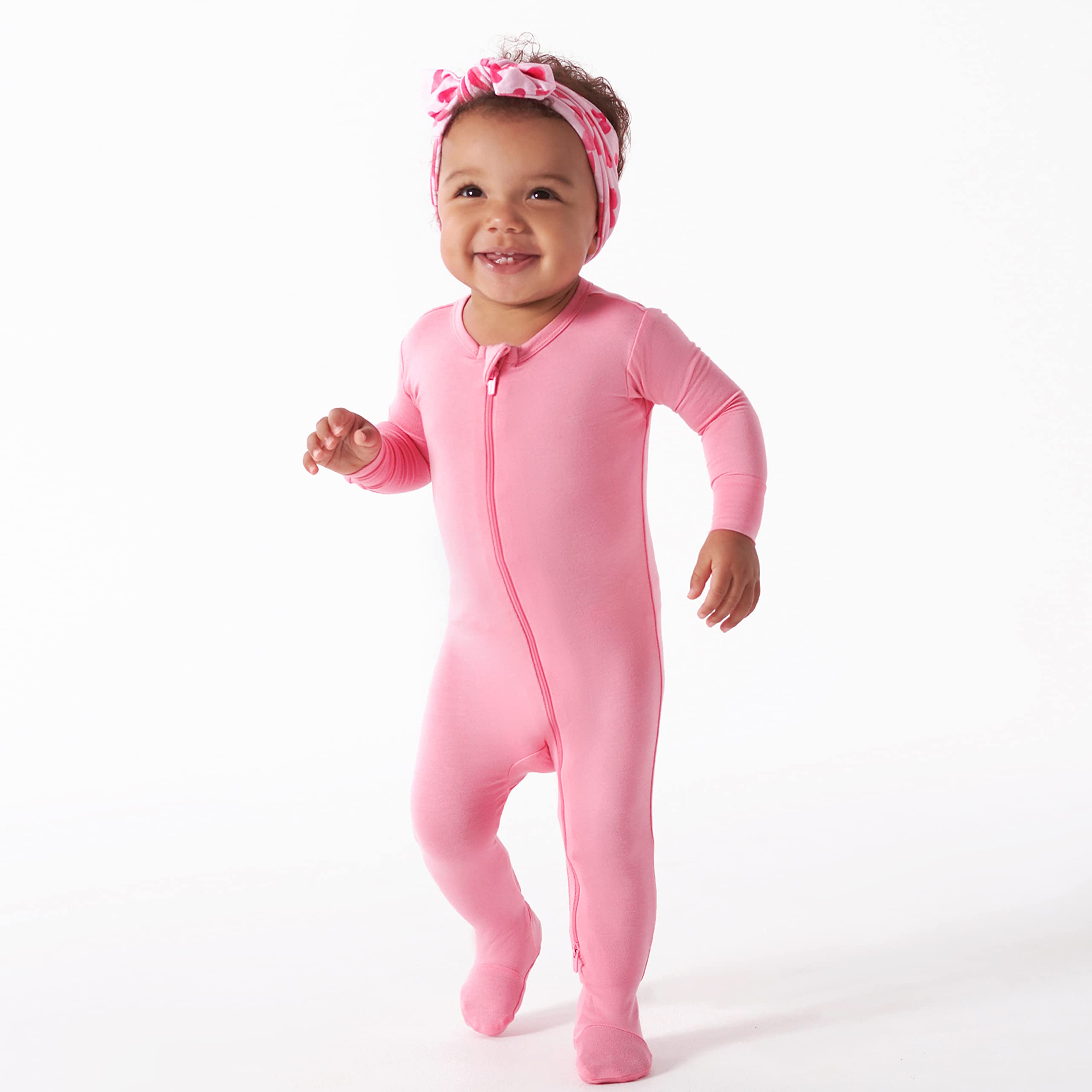 Gerber Unisex Baby Toddler Buttery Soft Snug Fit Footed Pajamas with Viscose Made from Eucalyptus, Sea Pink, 12 Months