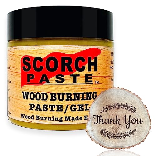 Scorch Paste - Wood Burning Paste, Wood Burning Gel Marker for Crafting & Stencil Wood Burning, Stable Heat Activated Paste, Accurately & Easily Burn Designs on Wood and Arts - 3 OZ