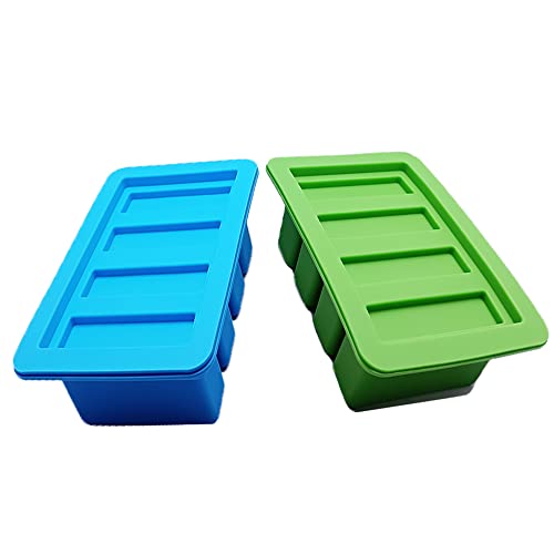 Silicone butter mold,Large Trays Butter Mold Set of 1 , BPA free premium silicone tray with lid (green)