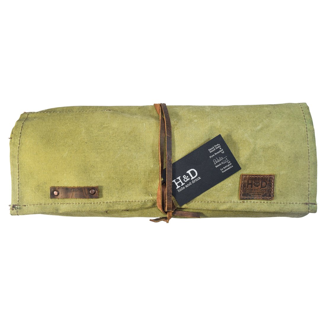 Hide & Drink, Waxed Canvas All Purpose Knife Roll (10 pockets) w/Leather Cover Handmade :: Bourbon Brown