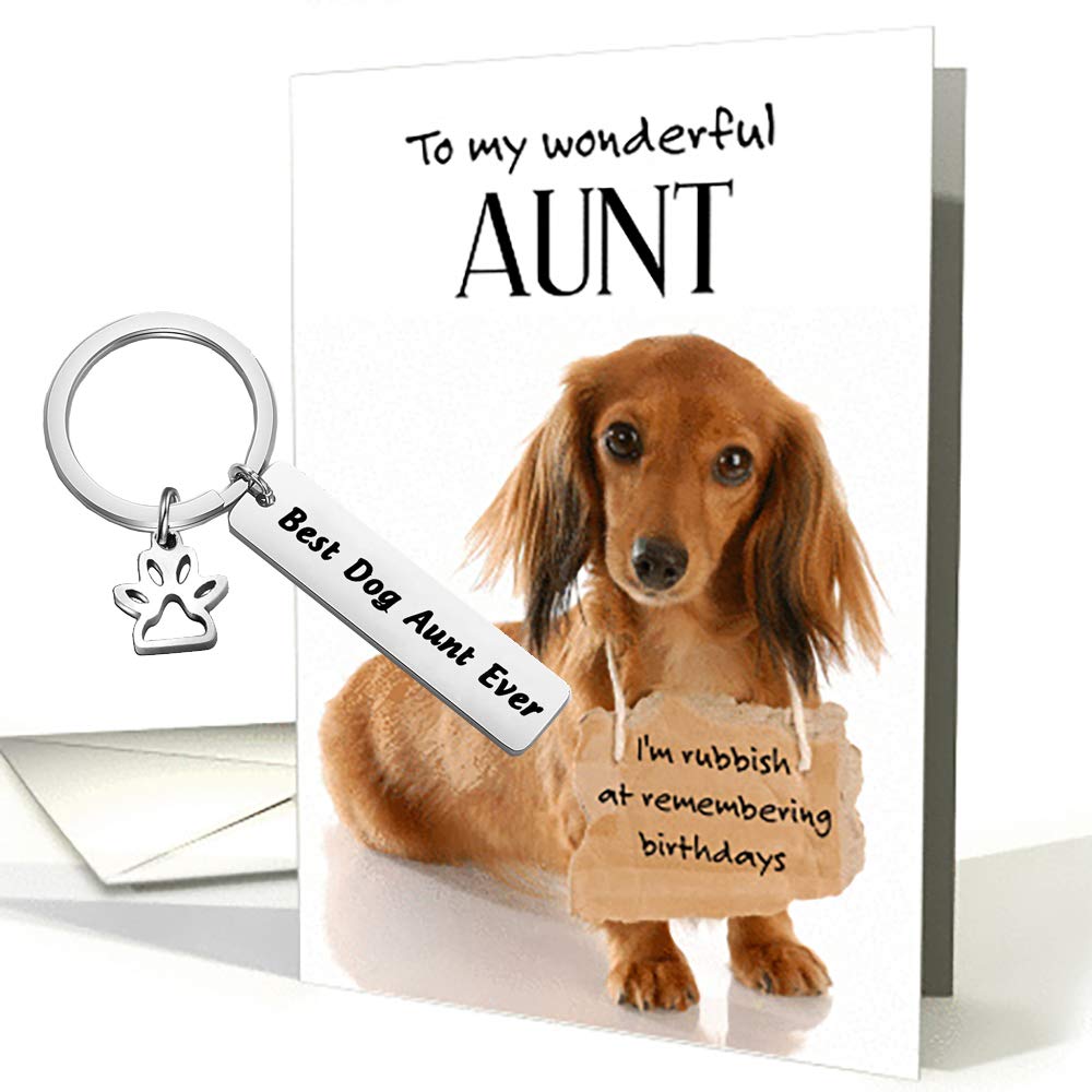 FUTOP Auntie Gift Best Dog Aunt Ever Keychain Gift for Special Aunt Sister Gift (DOG-aunt keychain)