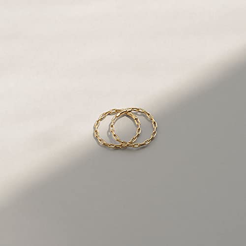 GELIN 14K Solid Gold Chain Ring for Women | 14k Gold Stackable Rings, Size 8