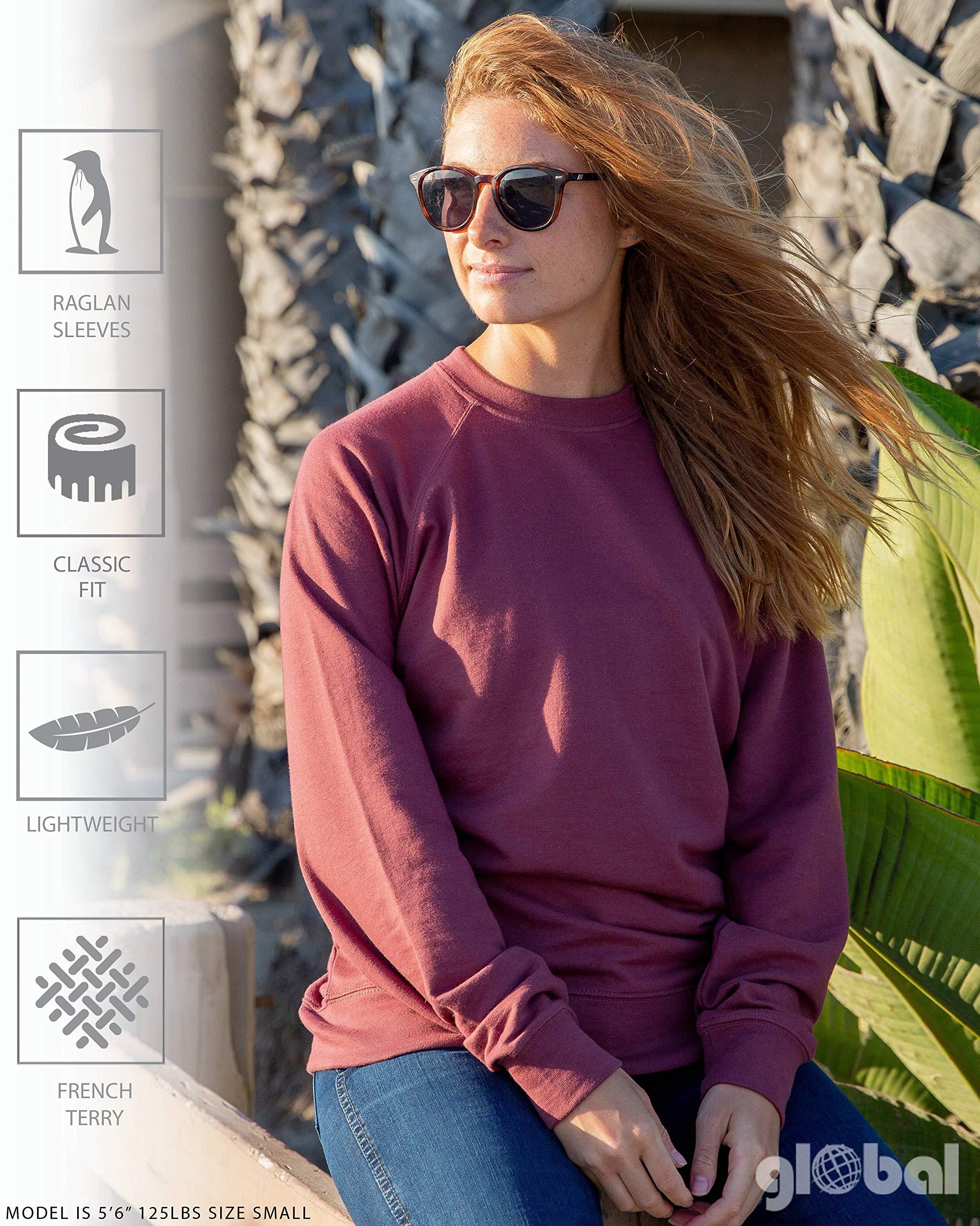 Global Blank Crewneck Sweatshirt for Women, Lightweight French Terry Sweatshirts, Yellow Gold, Large