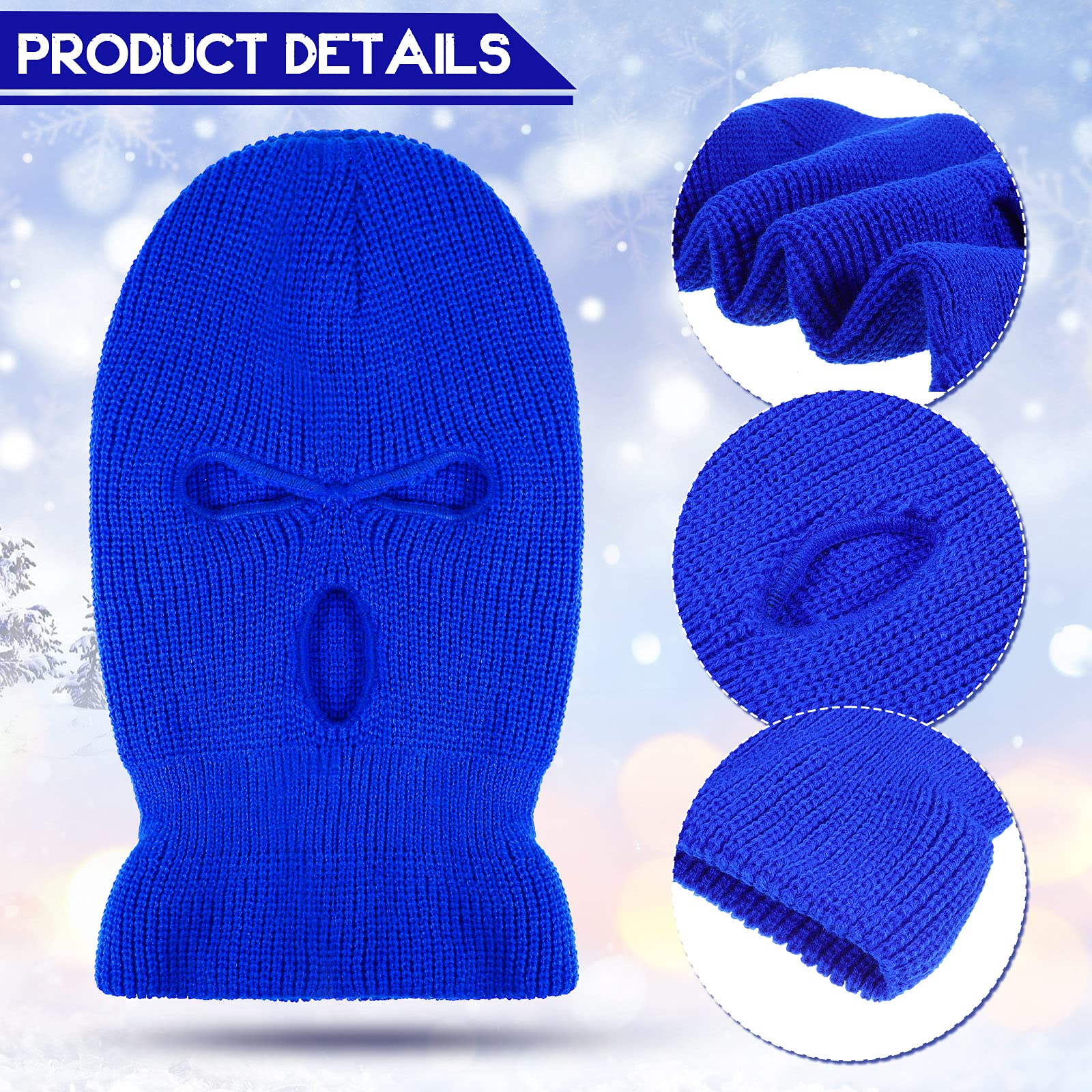 Geyoga 6 Pieces 3 Hole Balaclava Ski Winter Knitted Full Face Cover for Outdoor Sports (Bright Colors)
