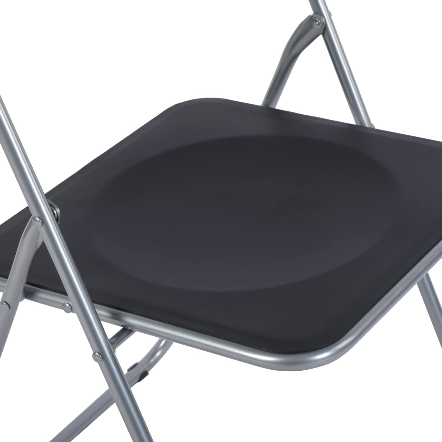 FurnitureR Plastic Folding Chairs 6 Pack Lightweight Portable Commercial Chair with Steel Frame and Carrying Handle for Home Office Waiting Room Meeting No Assembly Required (Black)
