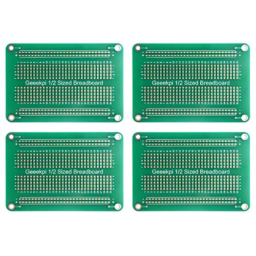 GeeekPi Gold-Plated Prototype PCB Solderable Breadboard for DIY Arduino Soldering Projects, Electronics Projects & Raspberry Pi, with M-M Dupont Jumper Wire Cable (4PCS+1 Mini Board, Green)