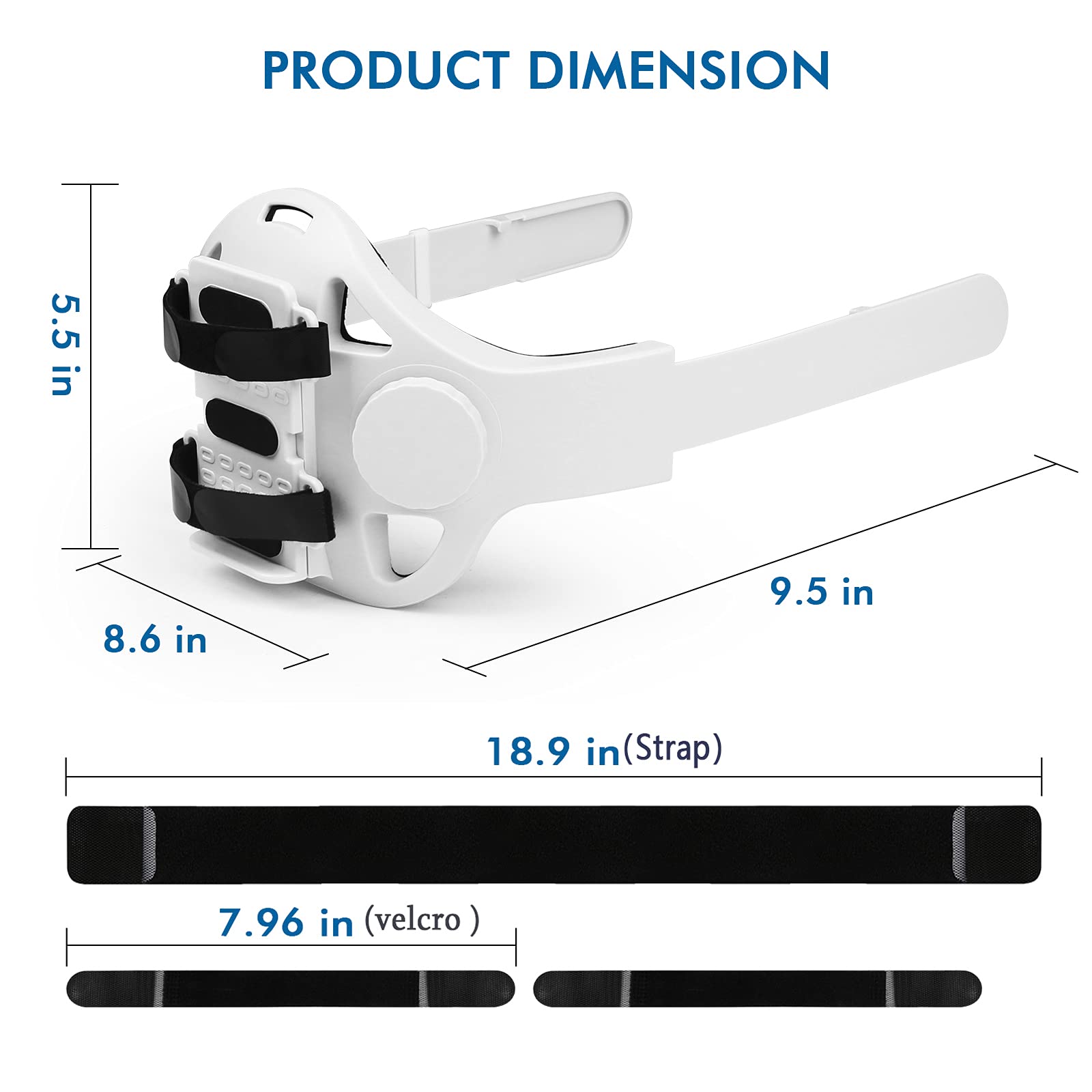 Head Strap for Oculus Quest 2, Replacement with Battery Holder Bracket, Reduce Head Pressure, Compatibly Multiple Sizes Battery White