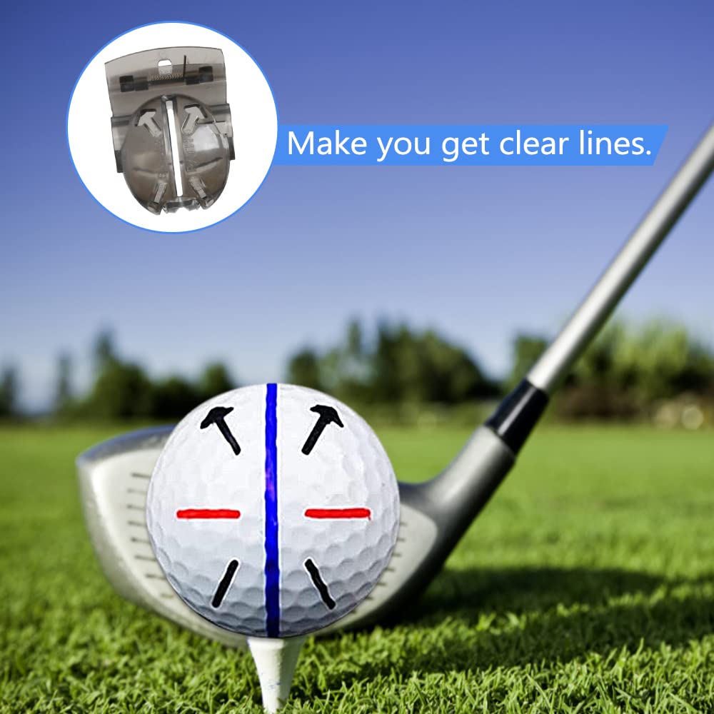 Golf Ball Marker, 4 Golf Ball Marking Stencils, Golf Ball Line Marker Tool, Golf Ball Alignment and Identification Tool, for The Golfer