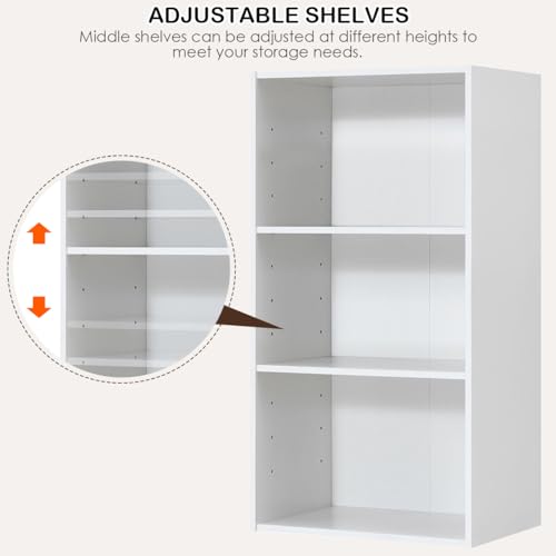 Giantex 2 Pieces 3 Shelf Bookcase Book Shelves Open Storage Cabinet Multi-Functional Home Office Bedroom Furniture Display Bookcases, White