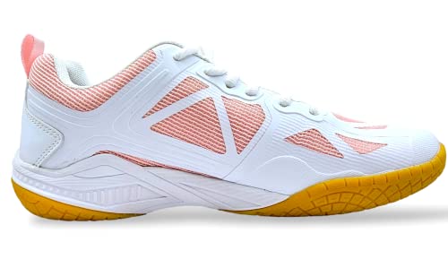 Heavzen Pro Pickleball Shoes Women (us_Footwear_Size_System, Adult, Women, Numeric, Medium, Numeric_8_Point_5) White and Pink