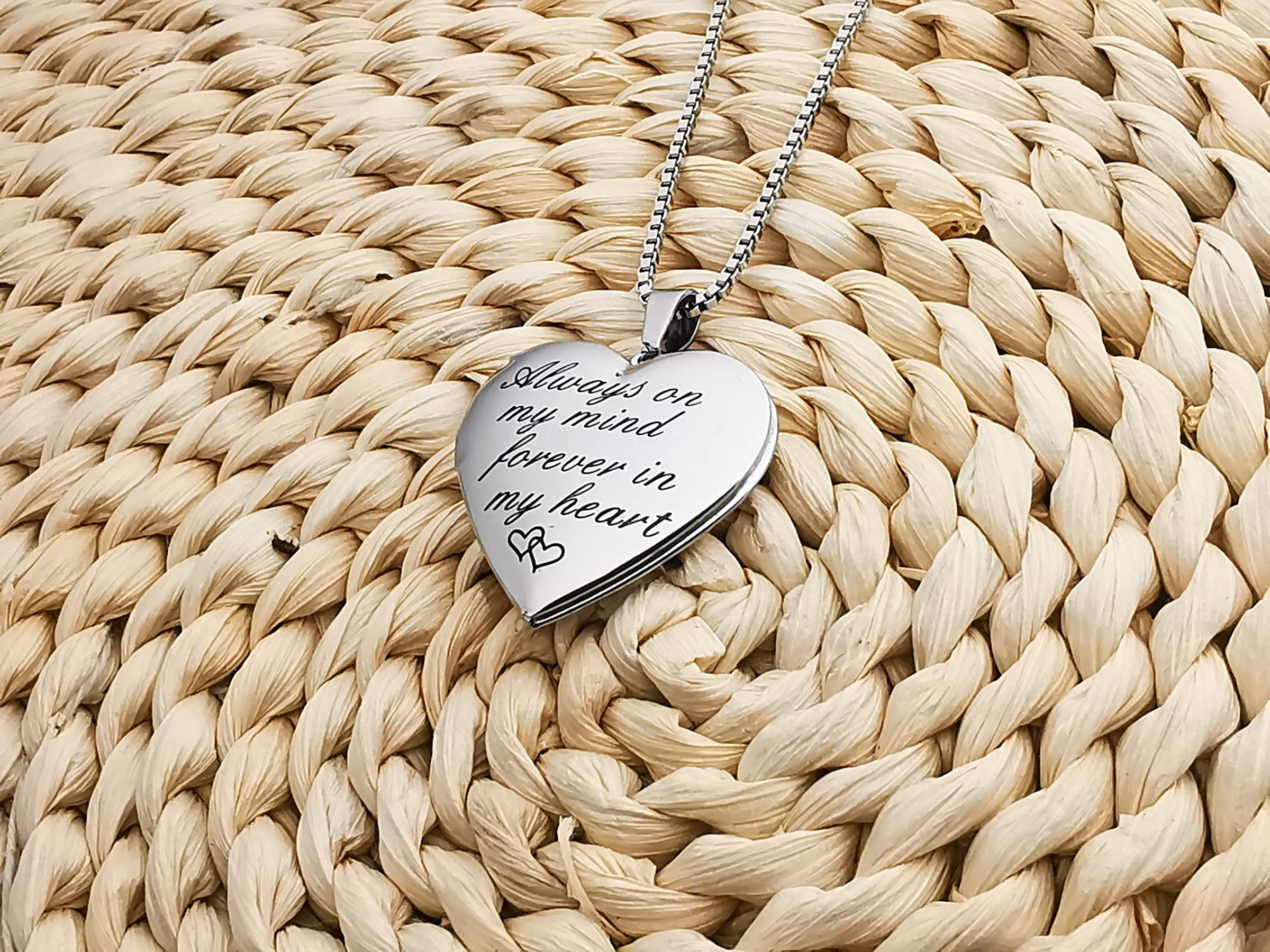 GOKING Always on My Mind Forever in My Heart Photo Locket That Holds Pictures Necklace Pendant for Women
