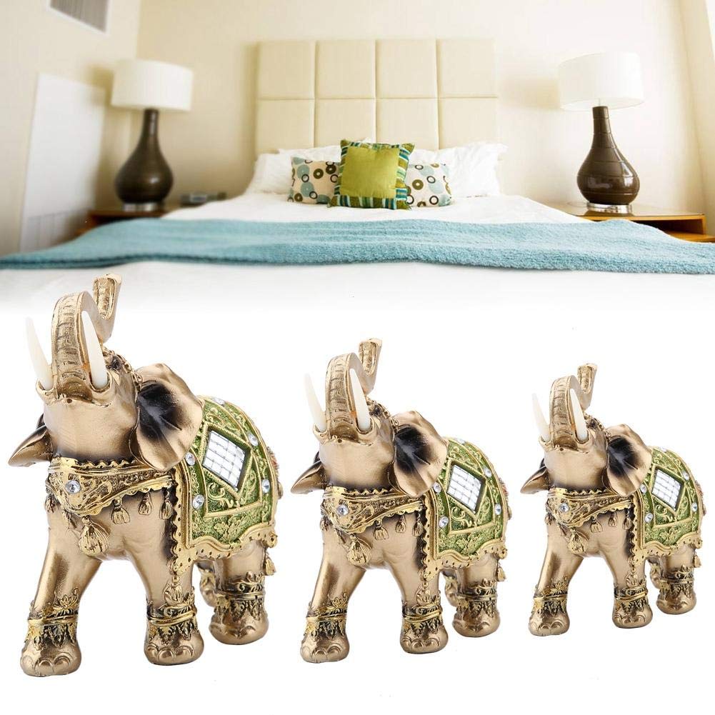 Green Elephant Lucky Feng Shui Statue Sculpture Chinese Feng Shui Wealth Lucky Elephant Figurine for Home Office Decoration Good Lucky Gift(M)
