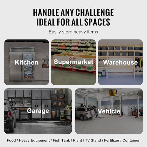 VEVOR Aluminum Dunnage Rack, 48” x 20” Commercial Food Floor Rack, 8” Off The Floor, 1000 lbs Capacity All-Welded Aluminum Storage Rack, for Storage in Restaurants, Kitchens, Garages and Vehicles