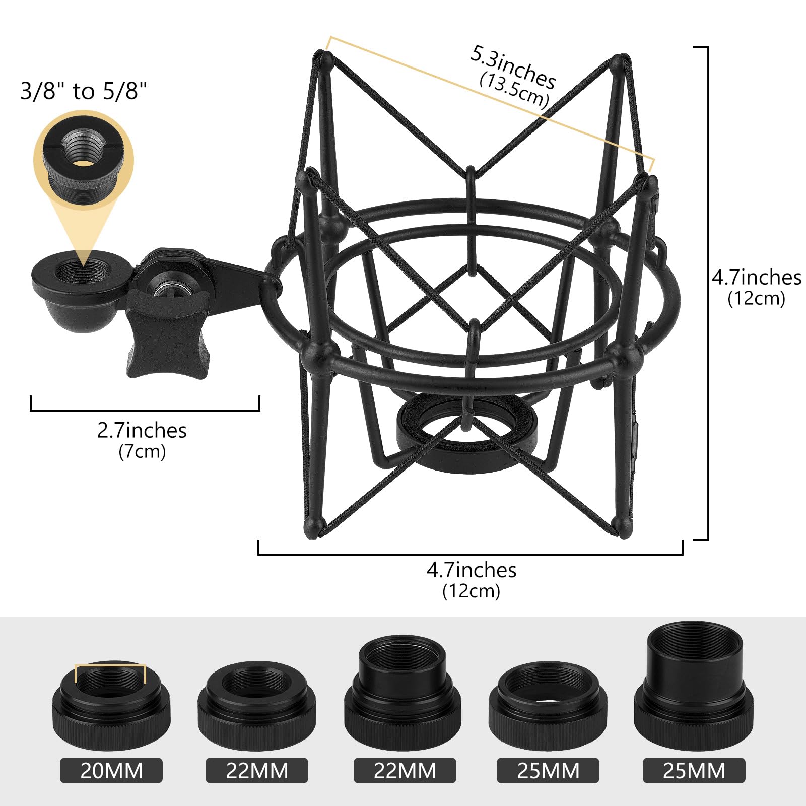 Geekria for Creators Microphone Shock Mount Compatible with Samson C01, C01U Pro, C03, C03U, CL7a, CL8a Mic Anti-Vibration Suspension Adapter Clamp Mic Holder Clip (Black/Metal)
