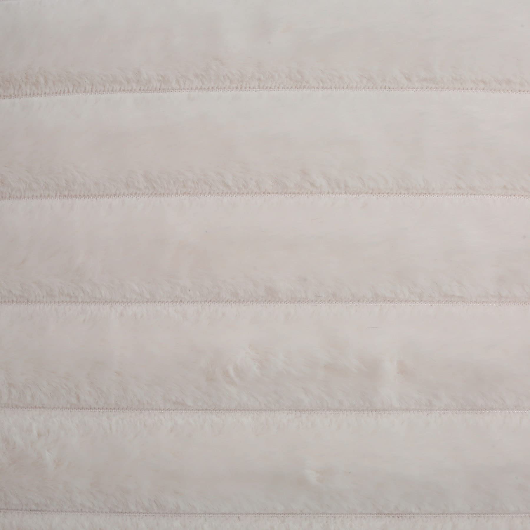 FUTEI Cream White Striped Decorative Throw Pillow Covers 18x18 Inch Set of 2,Square Spring Decorations Couch Pillow Case,Soft Cozy Faux Rabbit Fur & Velvet Back,Modern Home Decor for Bed