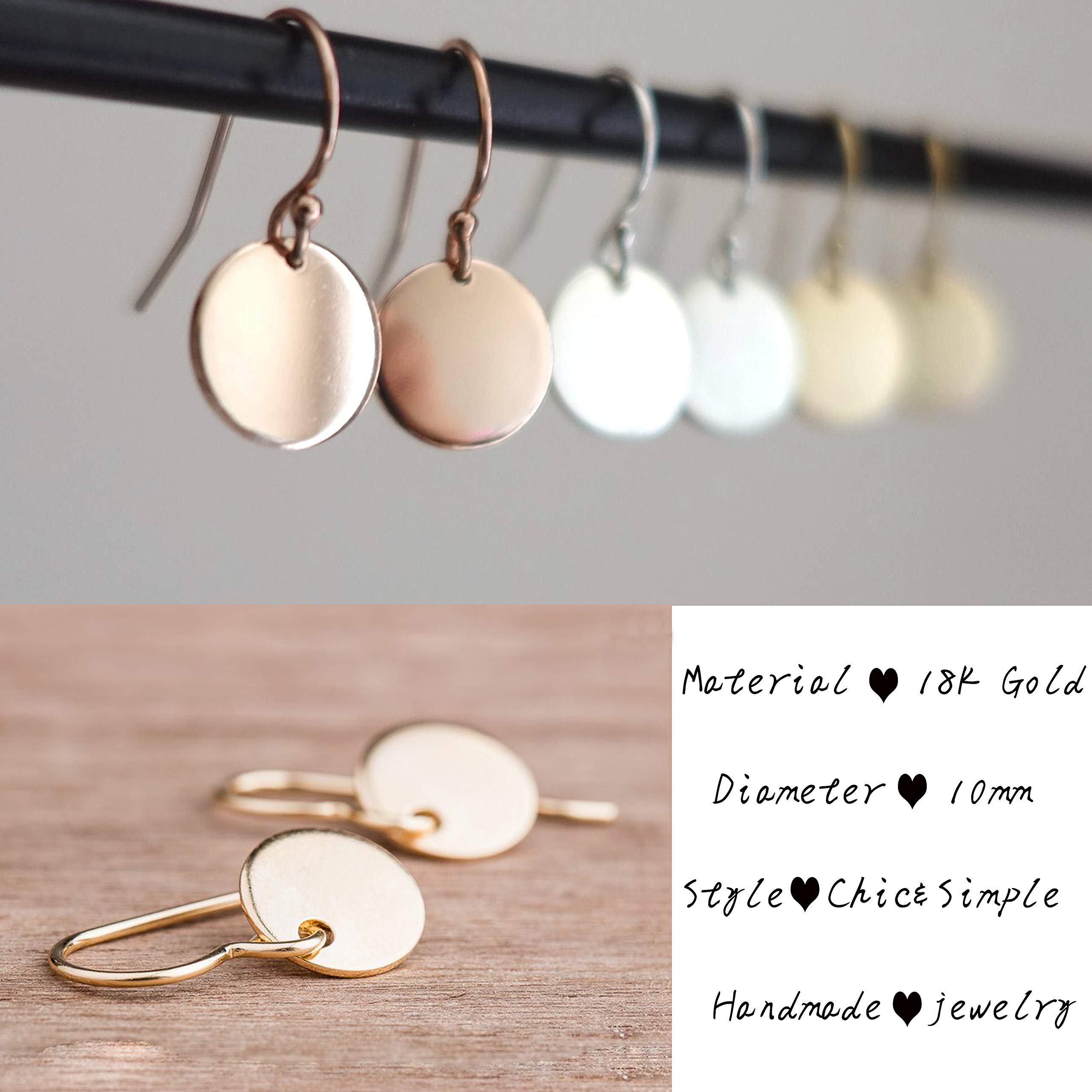 Gold Circle Disc Dangle Drop Earrings for Women Lightweight Small Round Hoop Statement Earrings Minimalist Jewelry Christmas Gift for Her