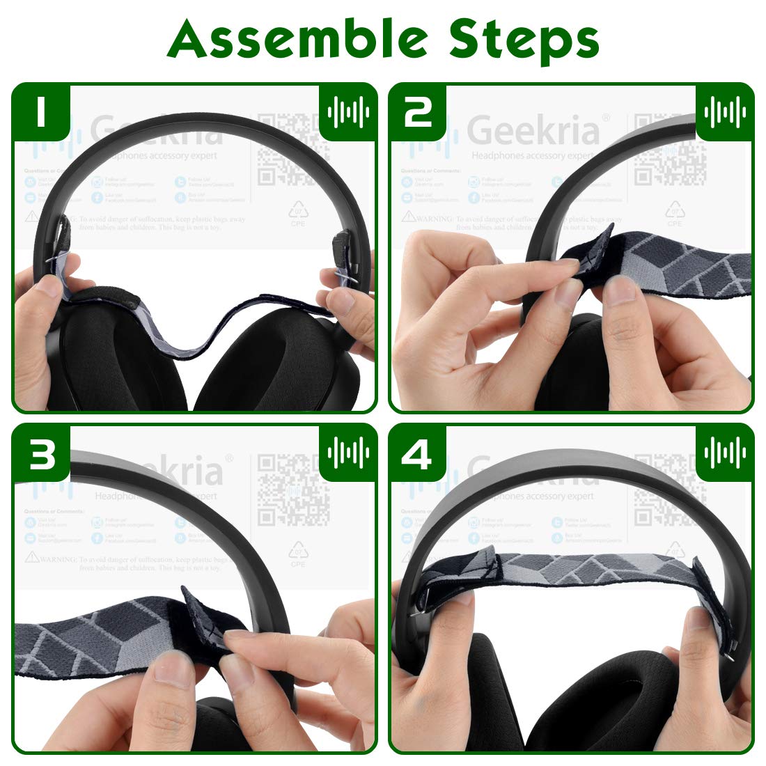 Geekria Flex Fabric Headband Pad Compatible with SteelSeries Arctis 5, Arctis 3 Headphone Replacement Headband/Headband Cushion/Replacement Pad Repair Parts (Dark-Gray)