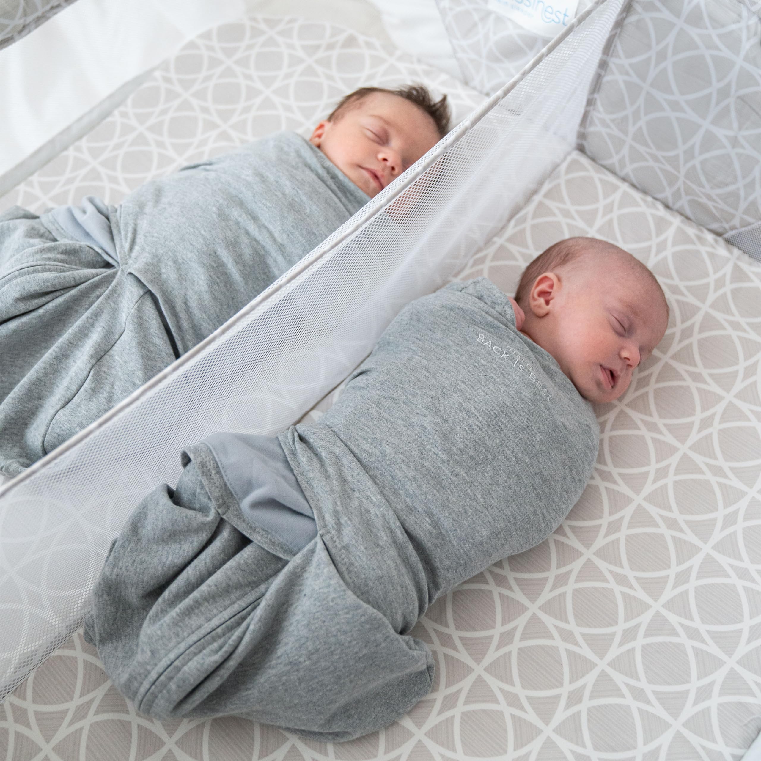 HALO BassiNest Twin Sleeper, Bedside Double Bassinet, Adjustable, Soothing Center with, Vibration, Soothing Sounds and Lullabies β Premiere Series, Sand Circle
