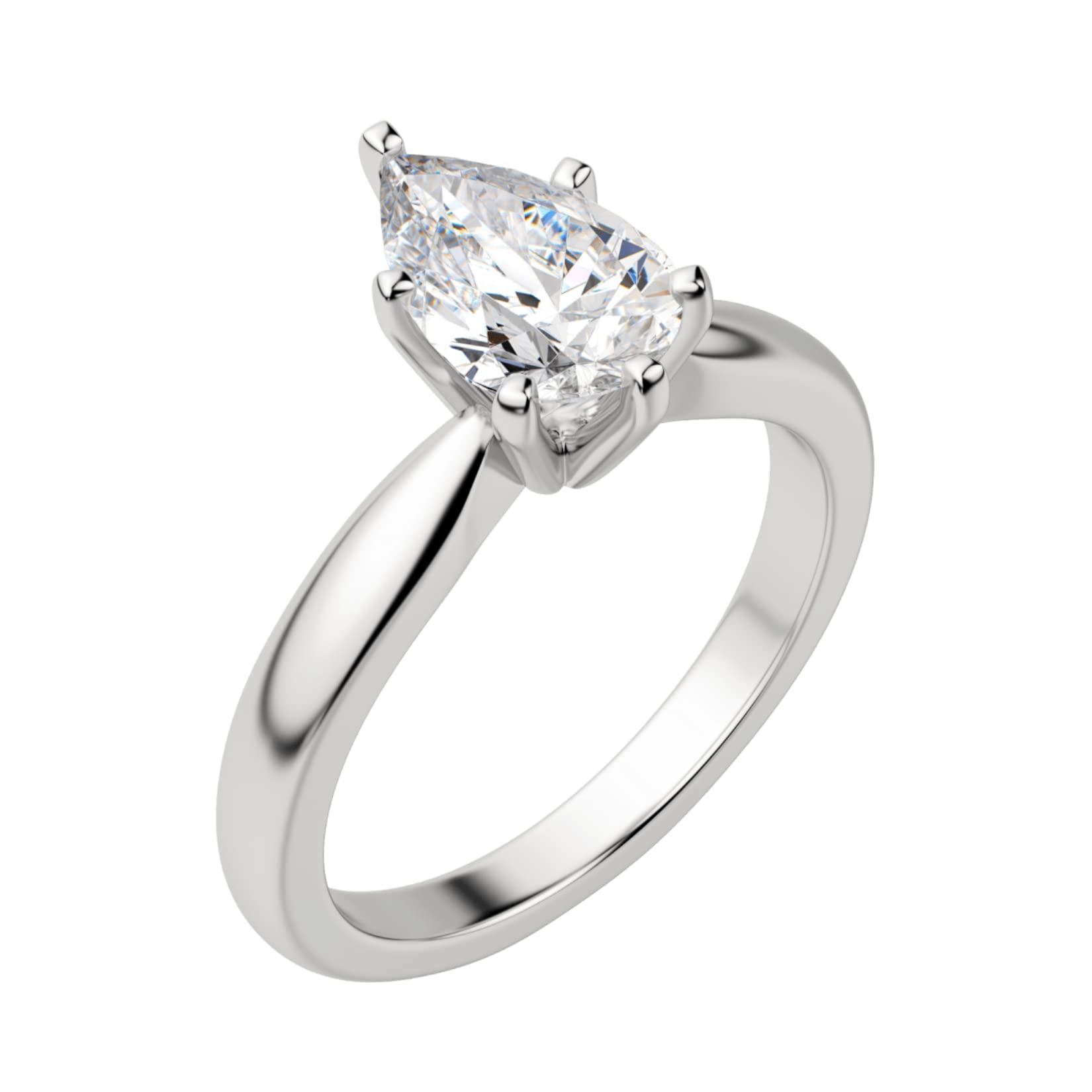 Gemone diamonds Moissanite Engagement Ring In Solid 14K White Gold & 925 Sterling Silver 2 CT Pear Cut Solitaire Women's Ring Wedding Ring Anniversary Ring Gift (White Gold, 12.5)