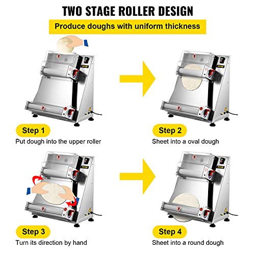 VEVOR Commercial Dough Roller Sheeter 15.7inch Electric Pizza Dough Roller Machine 390W Automatically Suitable for Noodle Pizza Bread and Pasta Maker Equipment