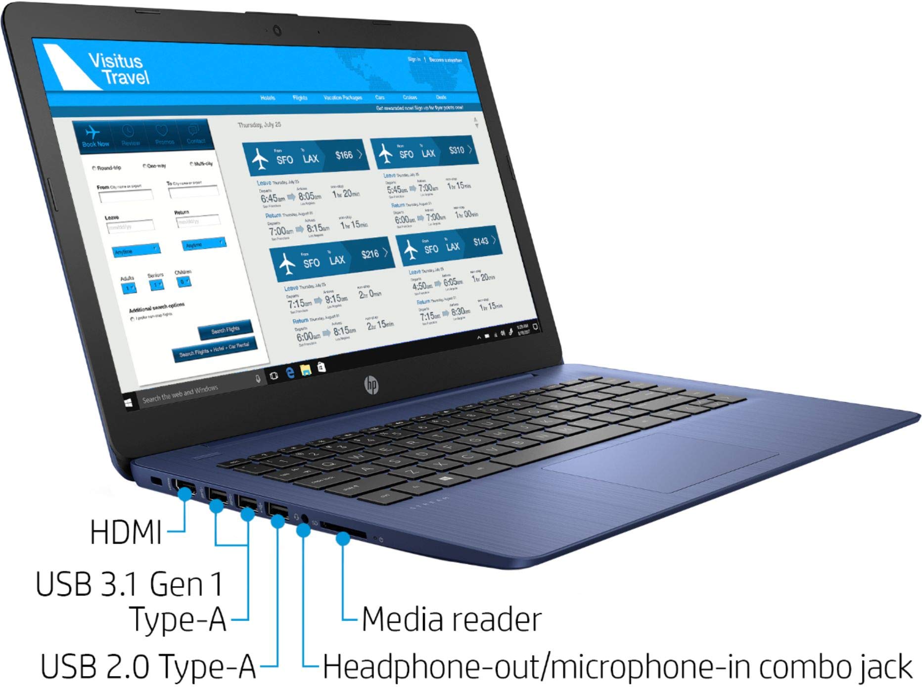 HP Stream 14-ds0036nr 14-inch HD Touchscreen Laptop, AMD A4-9120e Dual-Core, 4GB DDR4 RAM, 64GB eMMC, AMD Radeon R3 Graphics, Windows 10 Home, WiFi Bluetooth Royal Blue (Renewed)