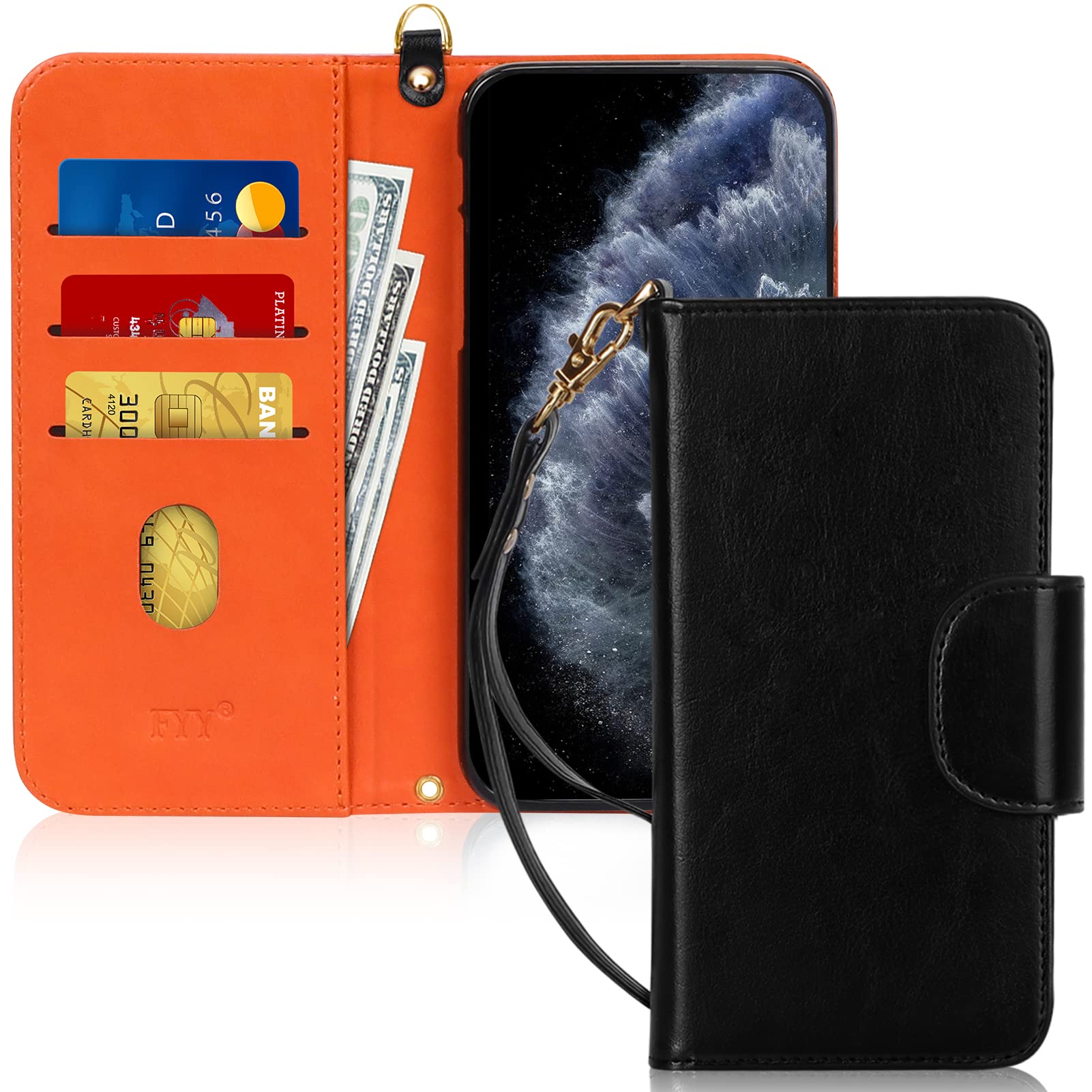 FYY Case for iPhone 11 Pro Max 6.5", [Kickstand Feature] Luxury PU Leather Wallet Case Flip Folio Cover with [Card Slots] and [Note Pockets] for Apple iPhone 11 Pro Max 6.5 inch Rose Gold