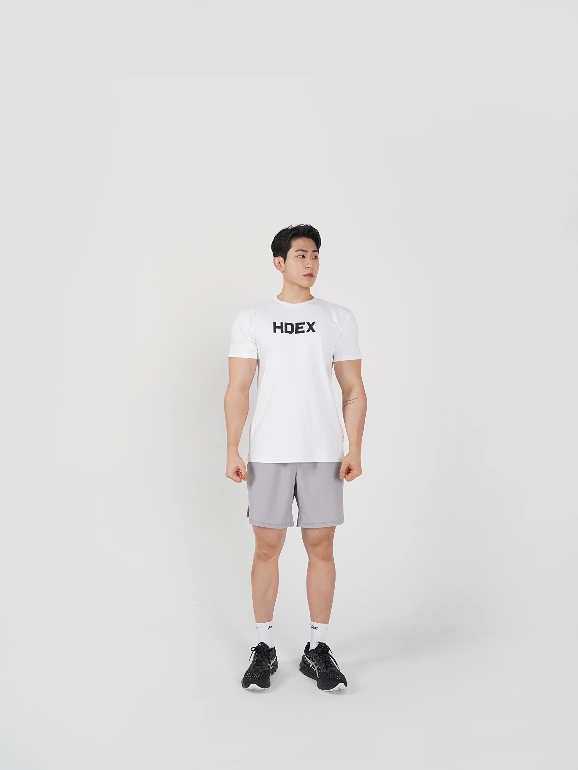 HDEX Men’s Main Logo Muscle fit Workout Gym T-Shirt (Black/Navy/Military Green/Charcoal/Grey/White)