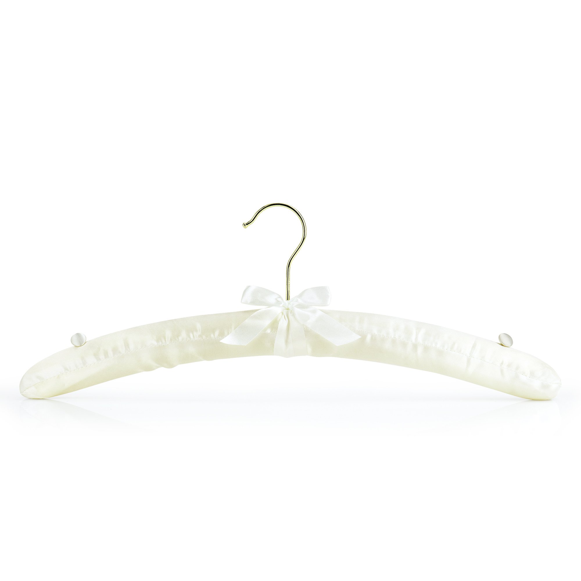 HANGERWORLD Ivory Satin Padded Hangers 17inch with Non-Slip Buttons for Strappy Dresses, Ideal Bridal Bride Hanger for Wedding
